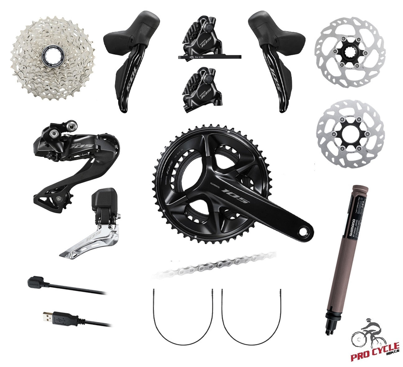 Shimano 105 R7170 Di2 Disc Brake 12 Speed Groupset – Pro Cycle Bikes